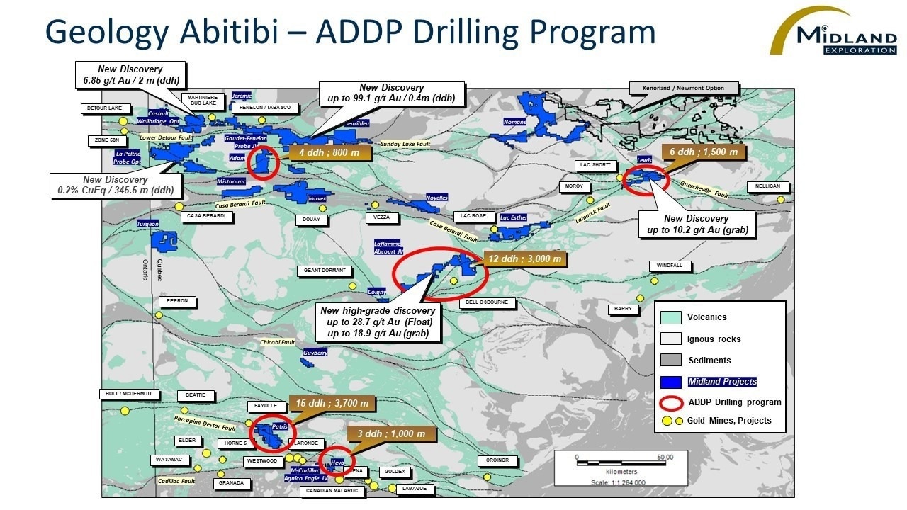 Midland Commences a Major Drilling Program in the Abitibi Region